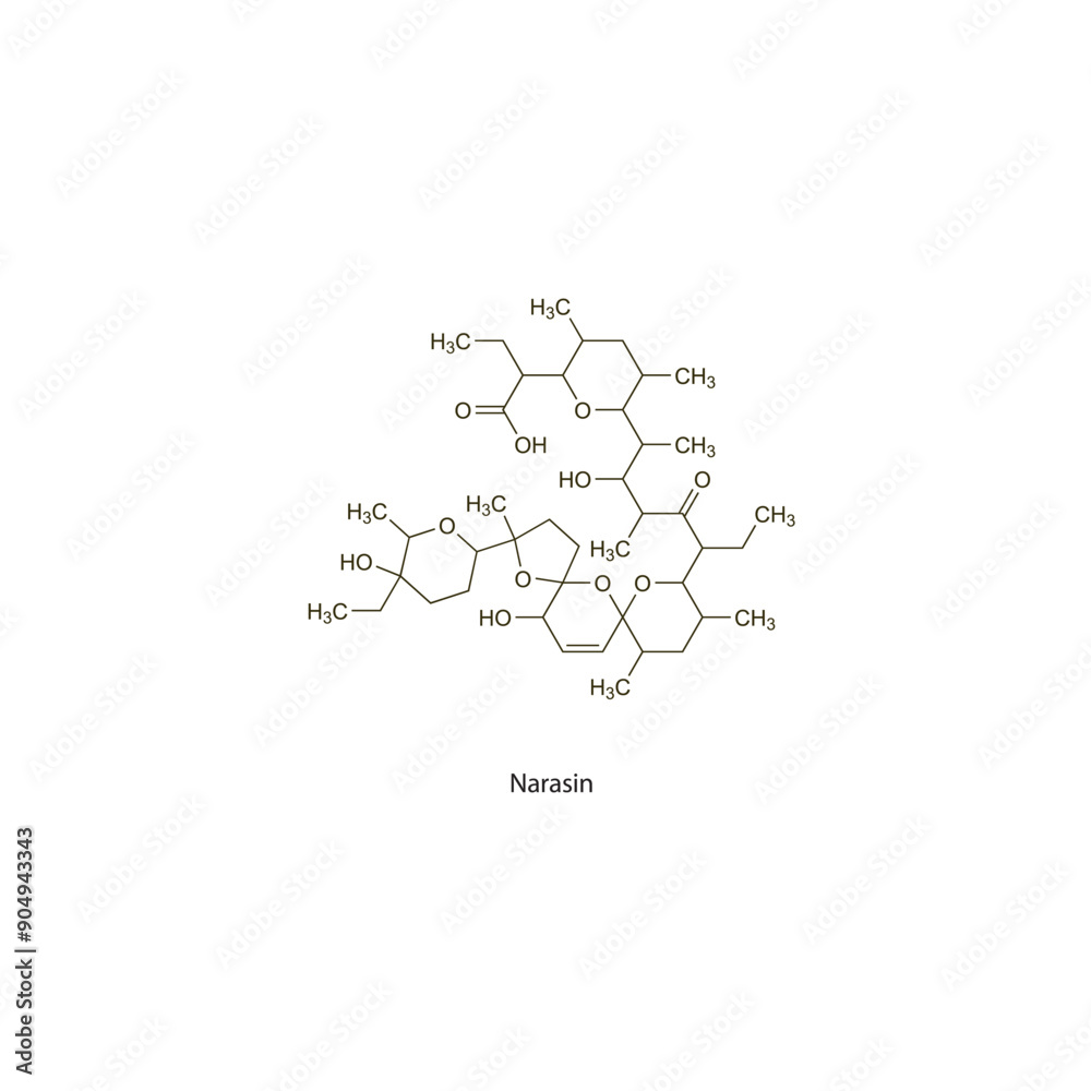 Narasin flat skeletal molecular structure Antiprotozoal drug used in ...