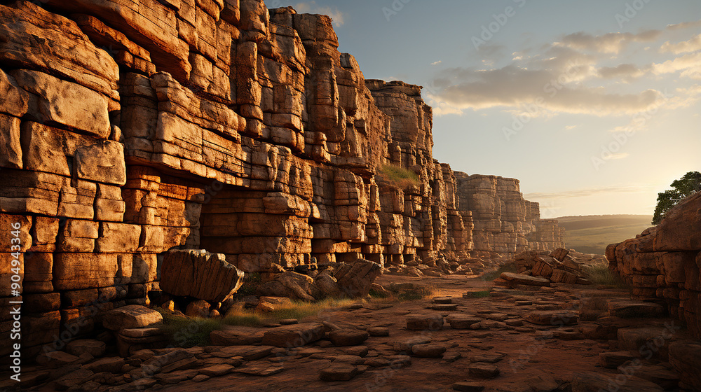 hyper realistic photograph of a rugged rough sandstone Stock Photo ...