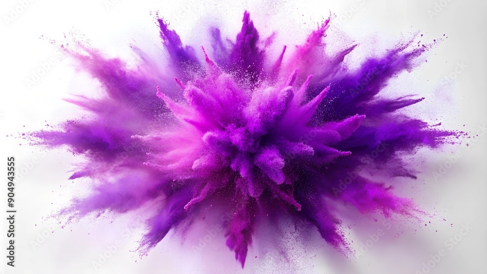 bright purple paint color powder explosion burst isolated white ...