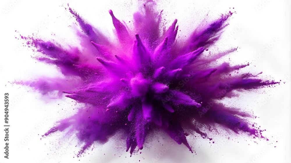 bright purple paint color powder explosion burst isolated white ...