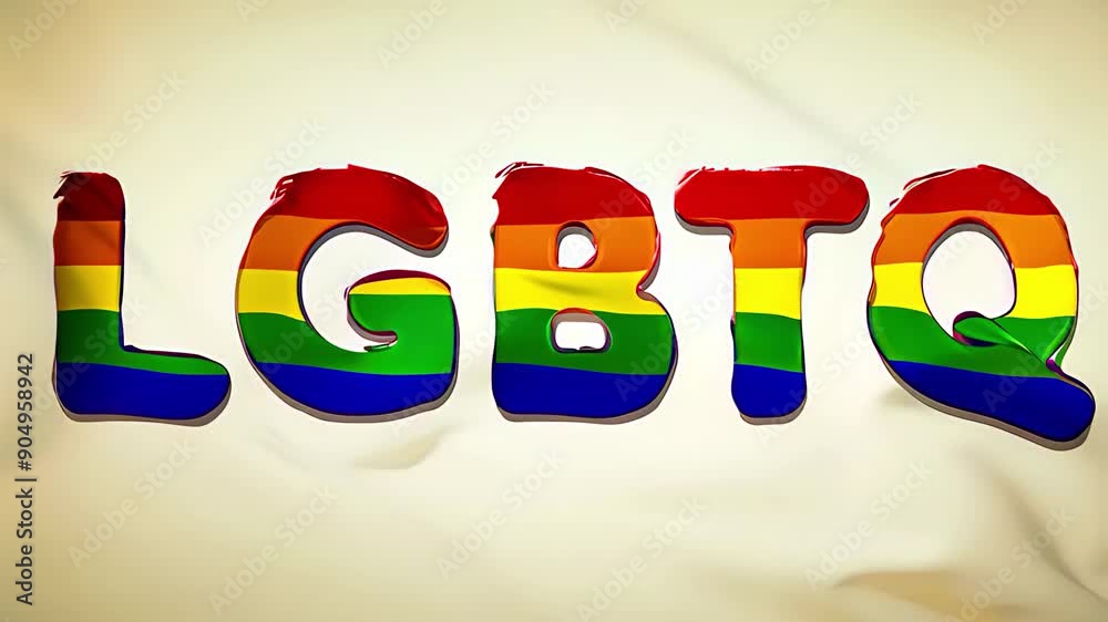 LGBTQ rainbow text on beige background, Pride month concept animation ...