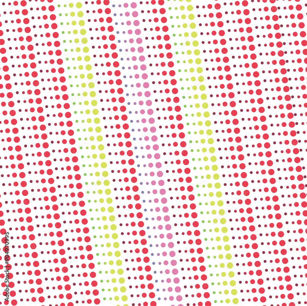 Red dots of different sizes form a texture in the form of inclined rows ...