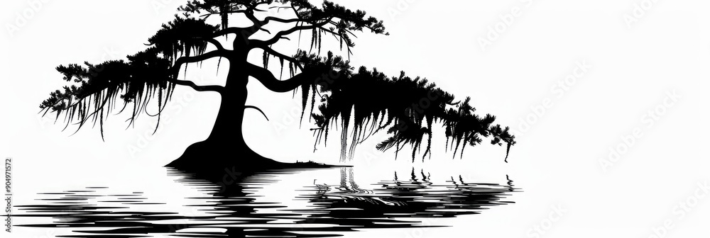 Simplified black and white silhouette illustration of a single ...