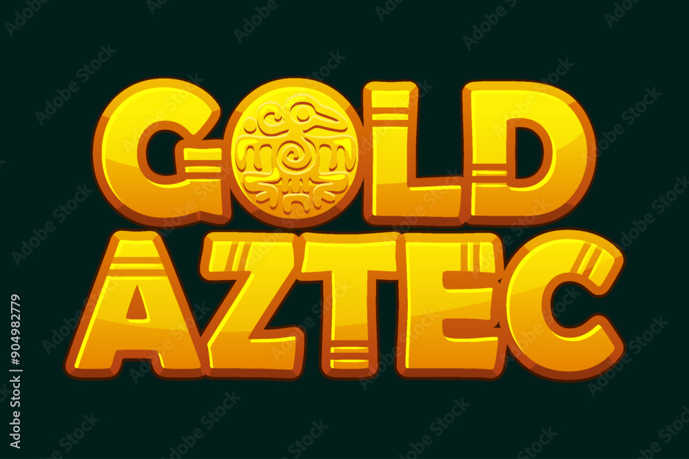 Gold Aztec - textured text for your games with a bird symbol. Logo ...