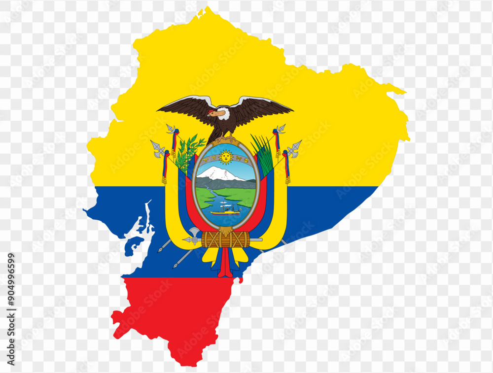 Ecuador map flag isolated on png or transparent background vector ...