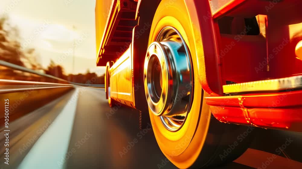 Truck on the road with motion background. Speed transportation, highway ...