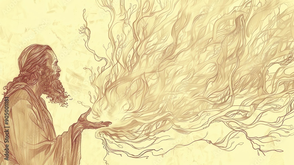 Exodus:The Burning Bush,Biblical Illustration of Moses Receiving Divine ...
