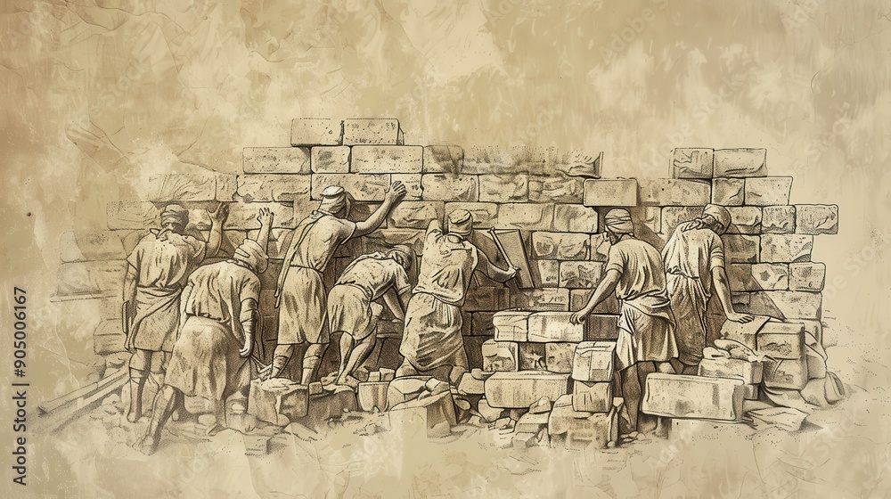 Exodus:Bricks Without Straw,Biblical Illustration of Israelites Working ...