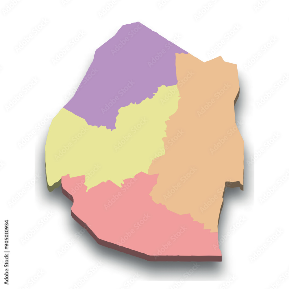 3d isometric colored map of Eswatini Stock Vector | Adobe Stock