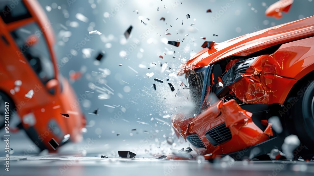 Head-on collision between two cars, depicting the devastating impact ...