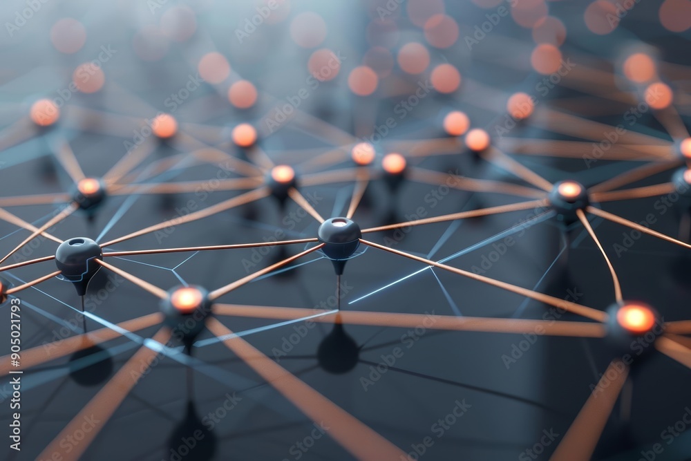 Develop a neural network model visualizing interconnected nodes and complex algorithms Stock ...