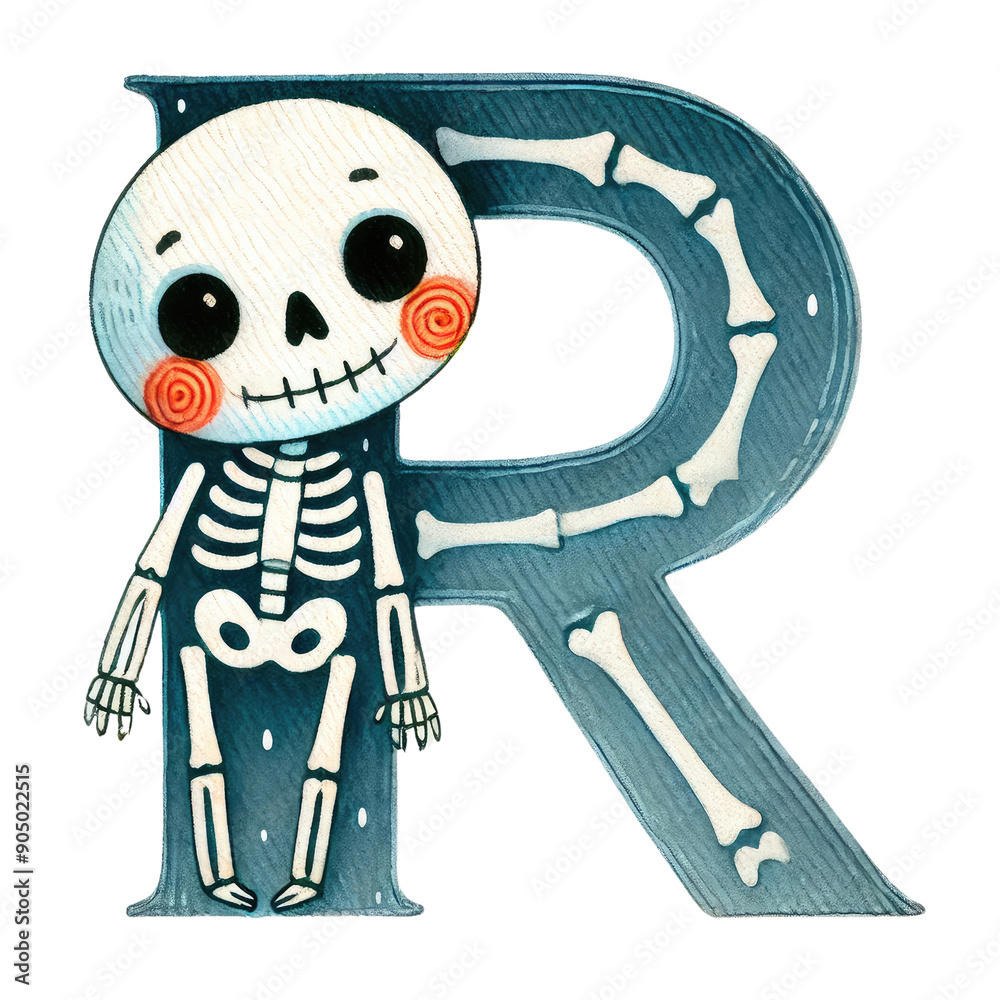 Ilustrace „Letters Anatomy. ABC Alphabet. Skeleton Style. Hell Scary ...