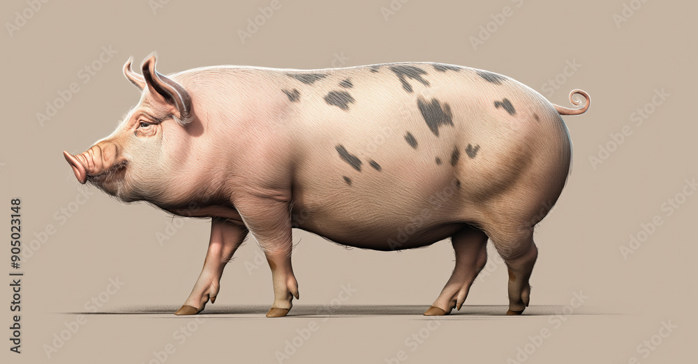 Pig, hog, boar. Vintage retro print, pig sketch vintage style drawing ...