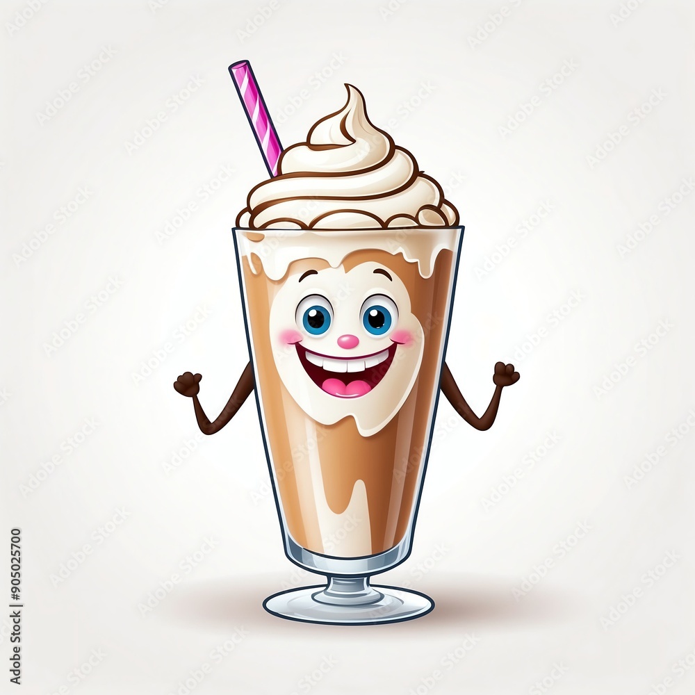 milkshake character smiling happy cartoon clipart illustration on plain ...