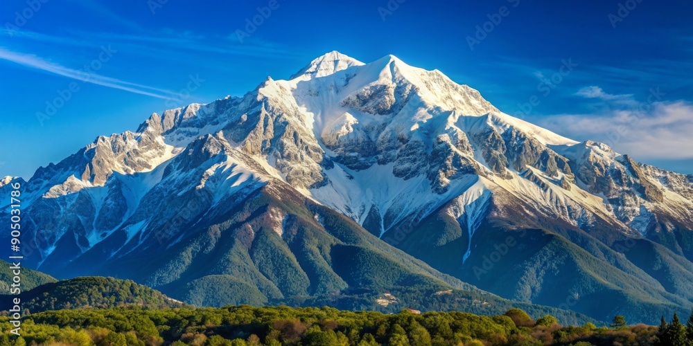 Mount Olympus rising into clear blue sky, Mount Olympus, Greece ...