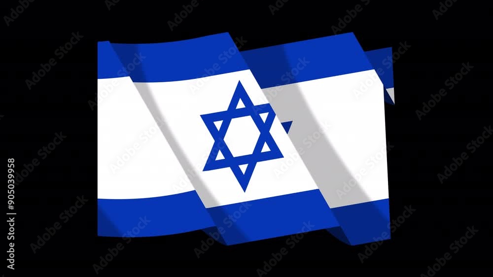 Looping animation of the Israel flag with alpha channel, waving flag 4k ...