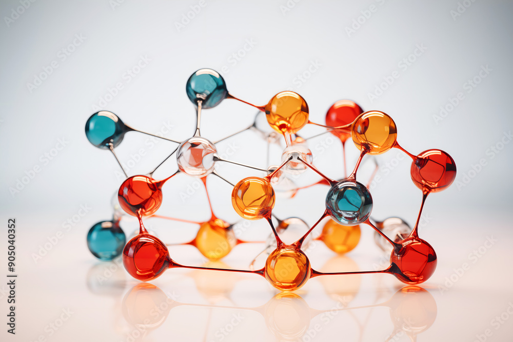 Detailed 3D model of a polymer molecule showcasing the bonds between ...