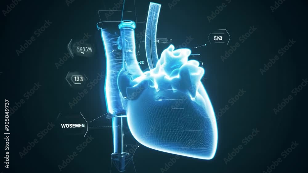 A digital representation of a human heart anatomy showcasing internal ...