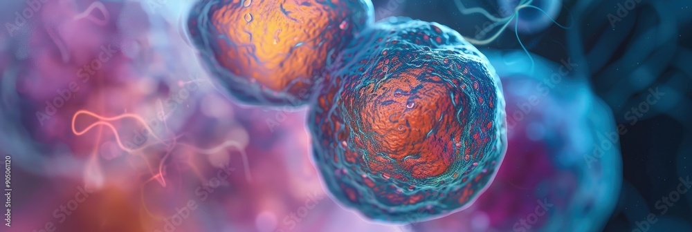 Cell division in meiosis Telophase II observed under a microscope Stock ...