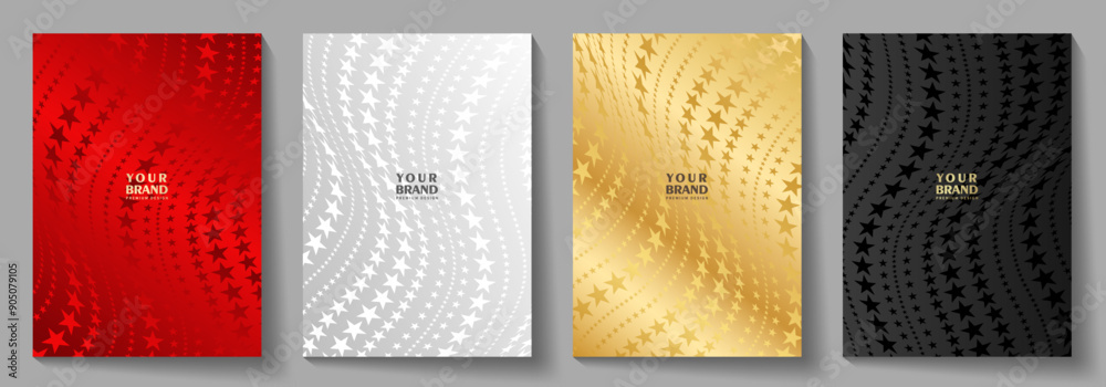 Elegant cover design set with stars. Modern luxury vector art ...