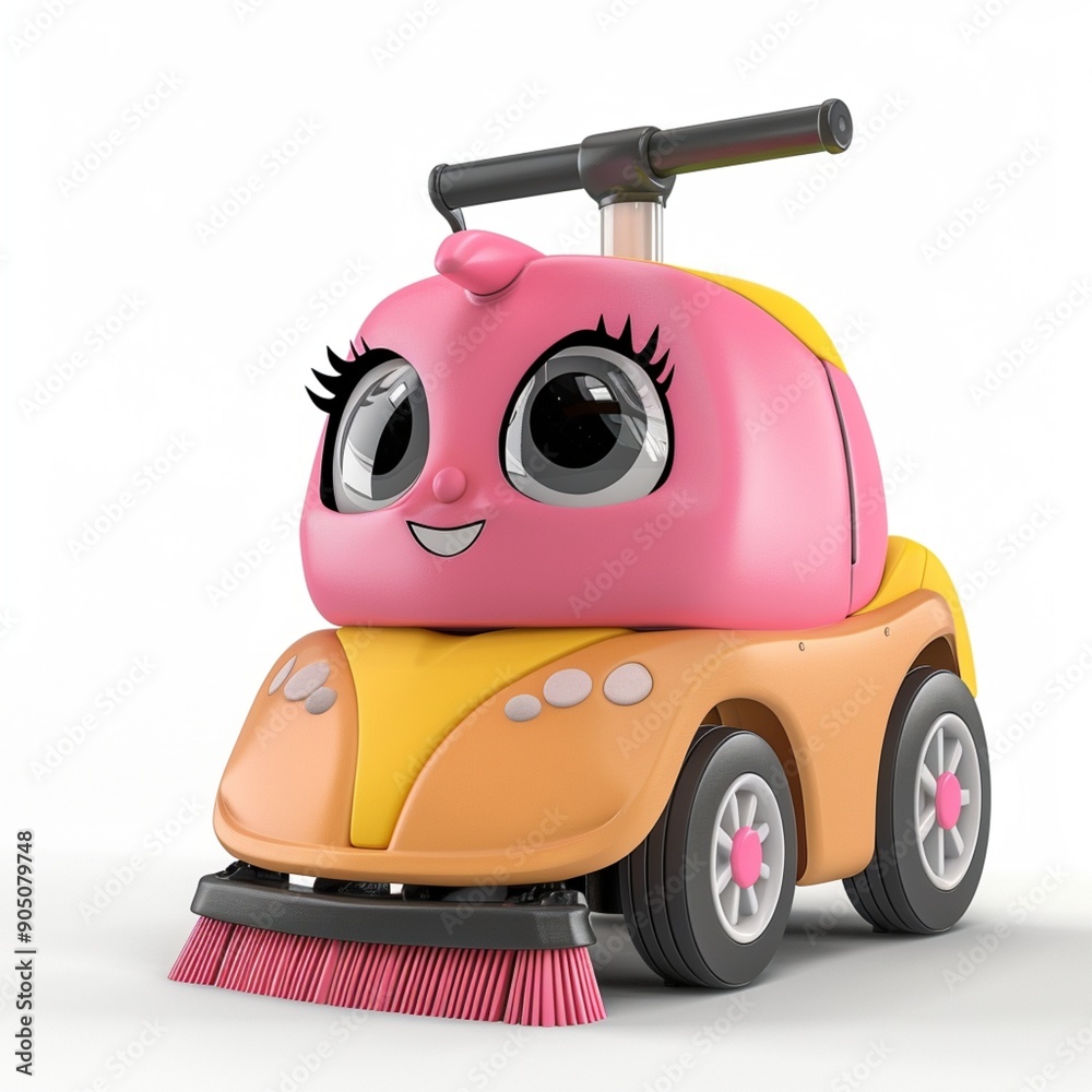 Cartoon robot carpet sweeper car electric animation Stock Illustration ...