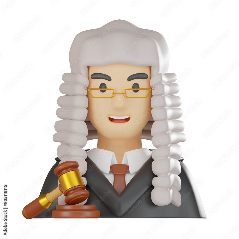 Justice System Judge 3D Avatar Icon Professional Render Stock ...