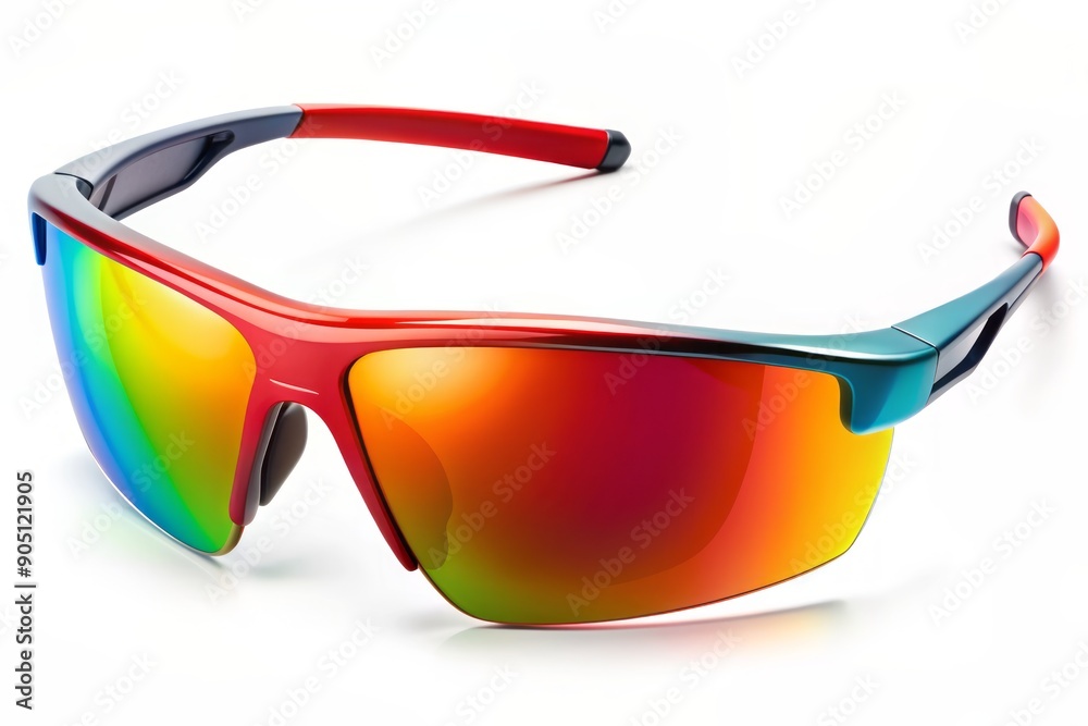 Trendy, high-tech sport sunglasses with vibrant colored frames, sleek ...
