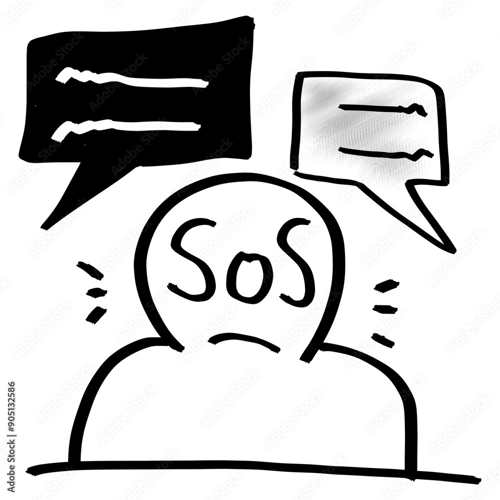 SoS character png needing help, cyberbullying doodle, transparent ...
