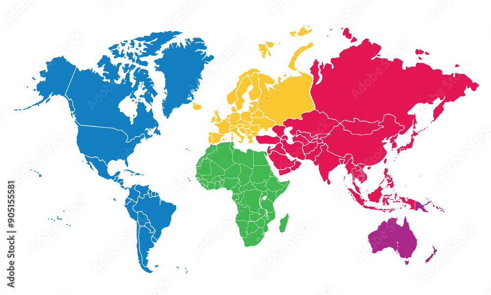 Map of the world with individual colors for website layouts,background ...
