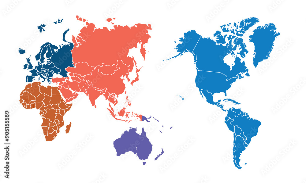 Map of the world with individual colors for website layouts,background ...