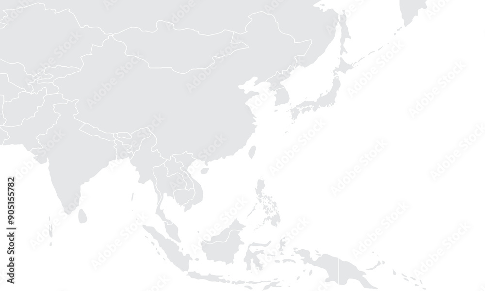 Political Map of Asia Grayscale,isolated on white background for ...