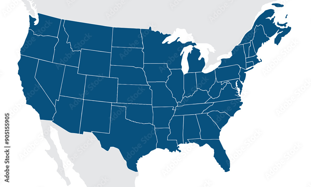 Political Map of USA,isolated on white background for website layouts ...
