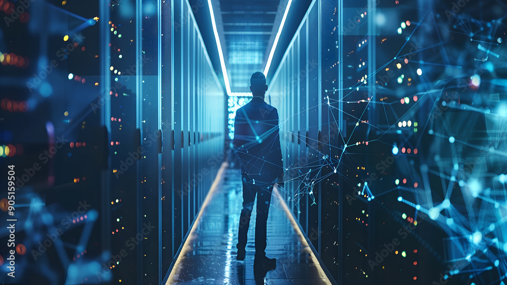 Businessman With Virtual Cyber Security Technology Businessman Protecting Personal Data Virtual