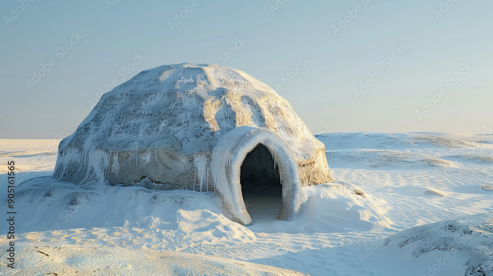 Realistic photo of igloo, a snow house or a type shelter which is built ...
