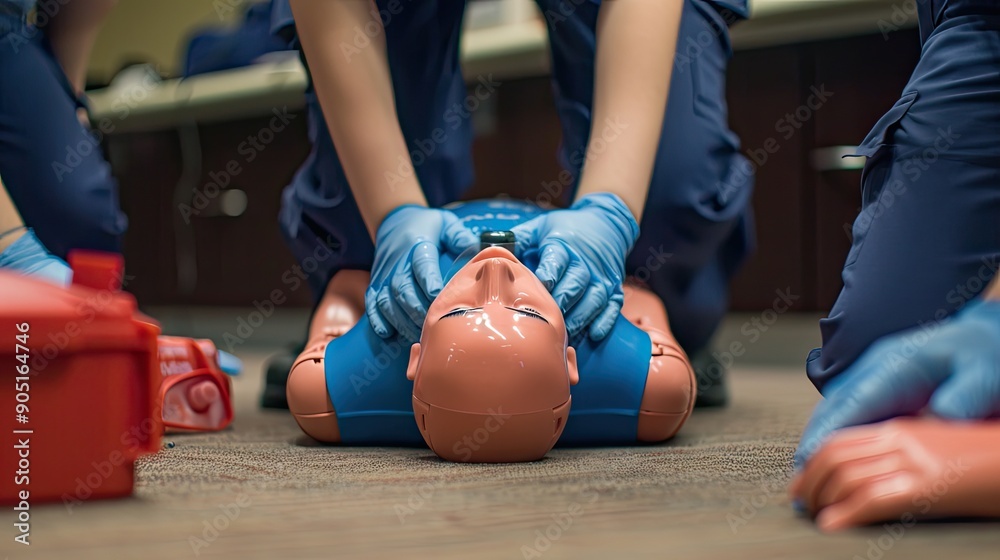 CPR Training Emergency and first aid class on cpr doll Cardiopulmonary ...