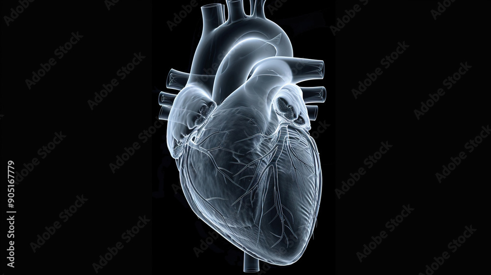Human's heart organ x-ray with black background for studying science ...