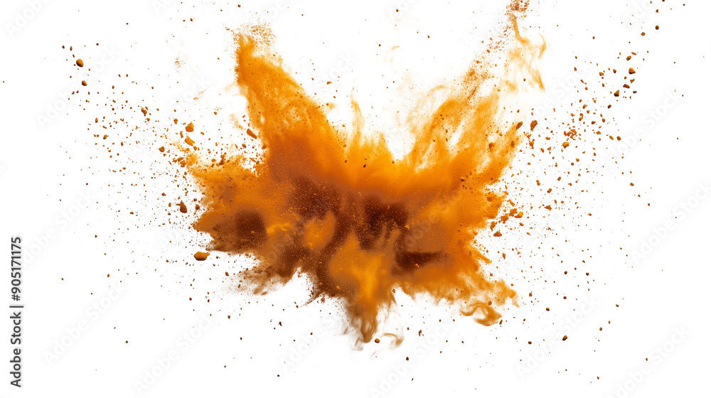 Burst of Brown chalk powder explosion isolated, festive color explosion ...