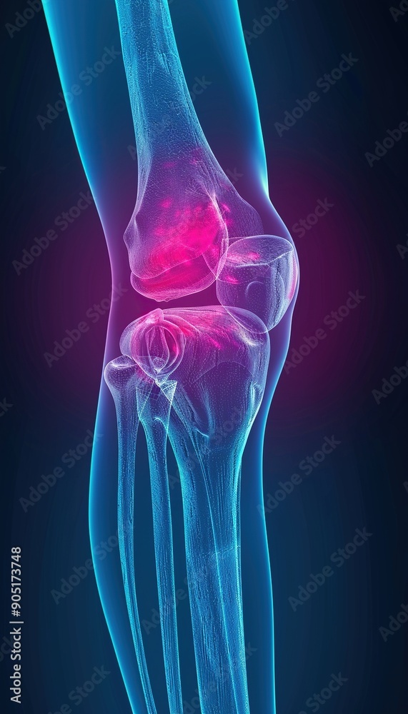 Medical x-ray anatomy of the knee pain. Leg joint and bone injury. Ai ...