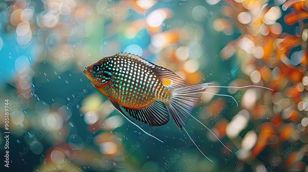 Mosaic gourami exotic fish underwater swim pearl gourami labyrinth fish ...