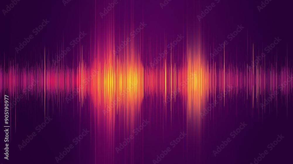 A vibrant digital representation of a sound waveform. The waveform is ...