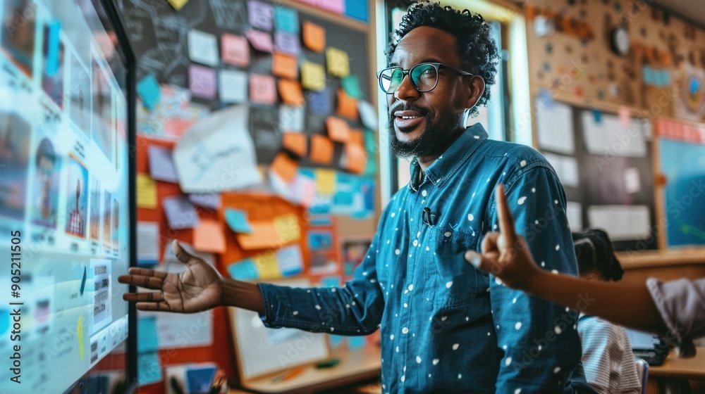 Teachers who use technological devices to deliver lessons Stock Photo ...