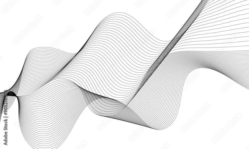 Abstract grey smooth element wavy modern curve lines on transparent ...