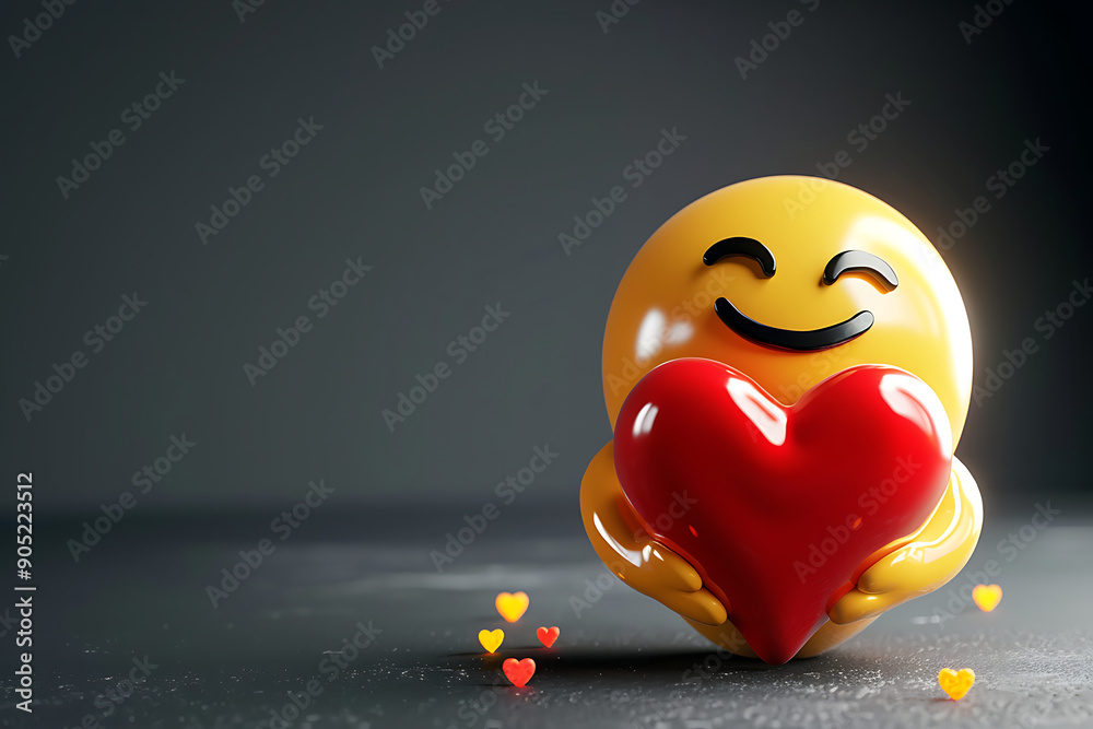 love emoticon on gray background 3d rendering ,Smiling Face Emoji ...