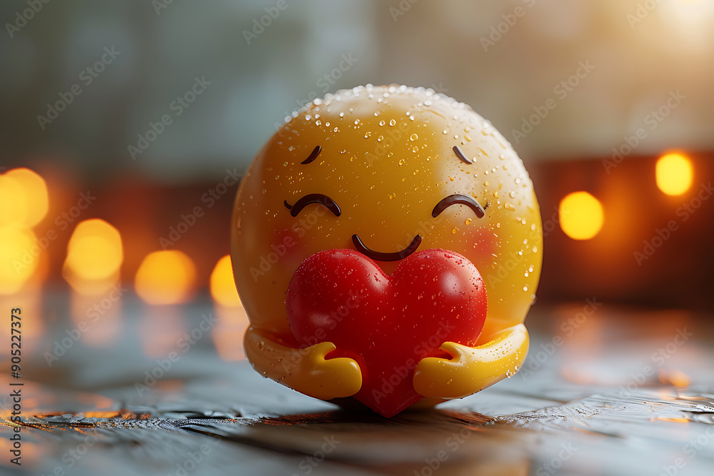 love emoticon on gray background 3d rendering ,Smiling Face Emoji ...