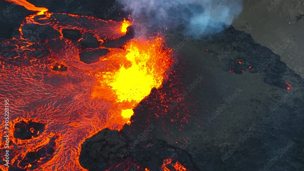 The eruption of Fagradalsfjall volcano in Iceland showcases a dramatic ...