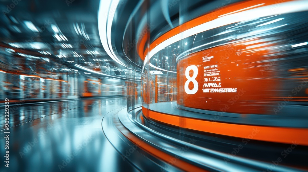 An ultra-realistic image of a raceway highway with bright red-orange ...