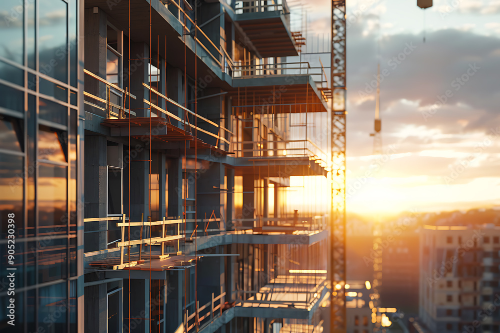 An illustration depicting various aspects of real estate, featuring ...
