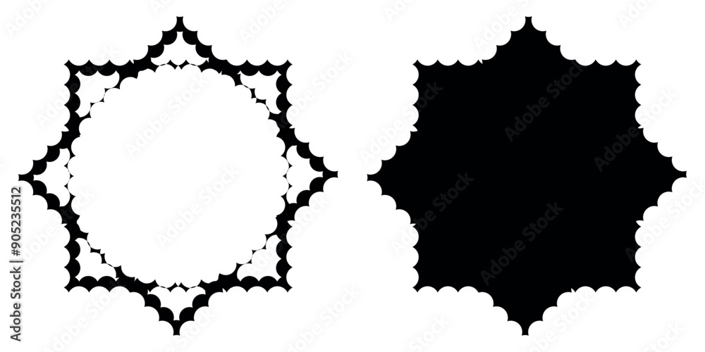 Fill and outline Scallop frames set in Star Shape. Vector illustration ...