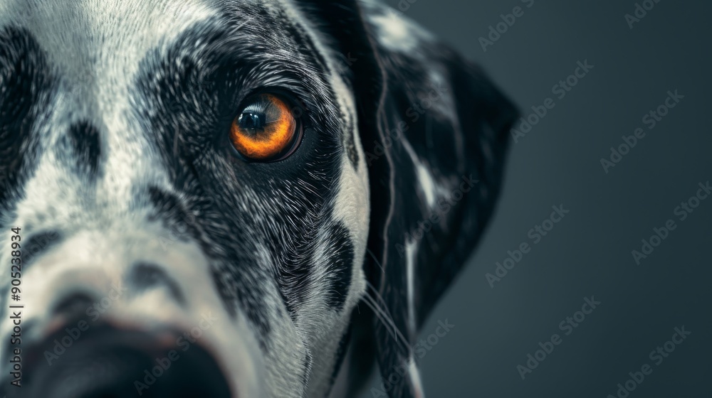 A captivating close-up of a Dalmatian's eye, showcasing its intensity ...