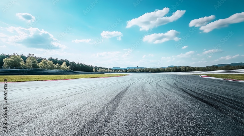 A race track stretches out ahead, showcasing the thrill of speed and ...